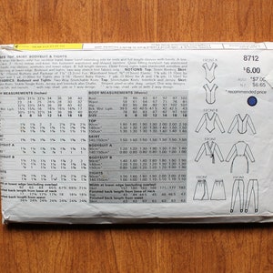 Vogue 8712 Leotard Skirt Tights Wrap Top 70s Vintage Sewing Pattern - Etsy