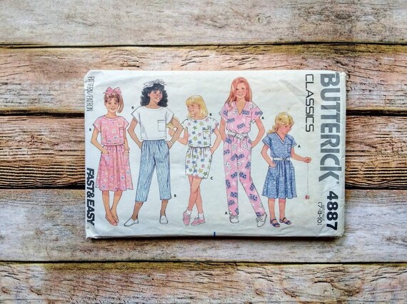 Butterick 4887 Girls Skirt Capris Crop Top 80s Vintage | Etsy