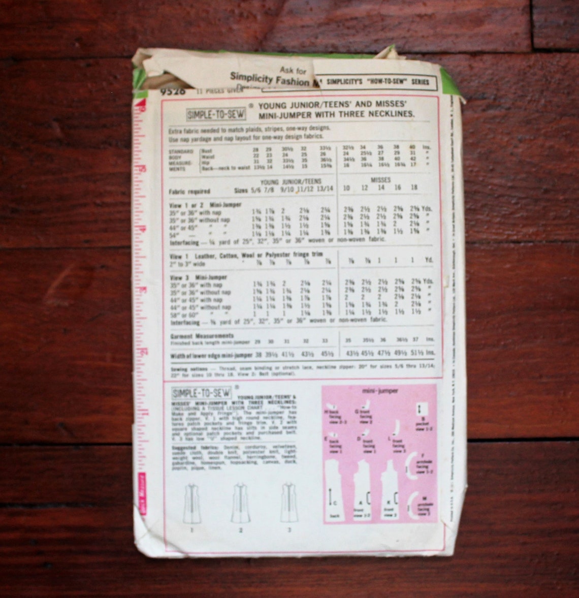 Simplicity 9526 Mini Jumper Dress How to Sew 70s Vintage | Etsy