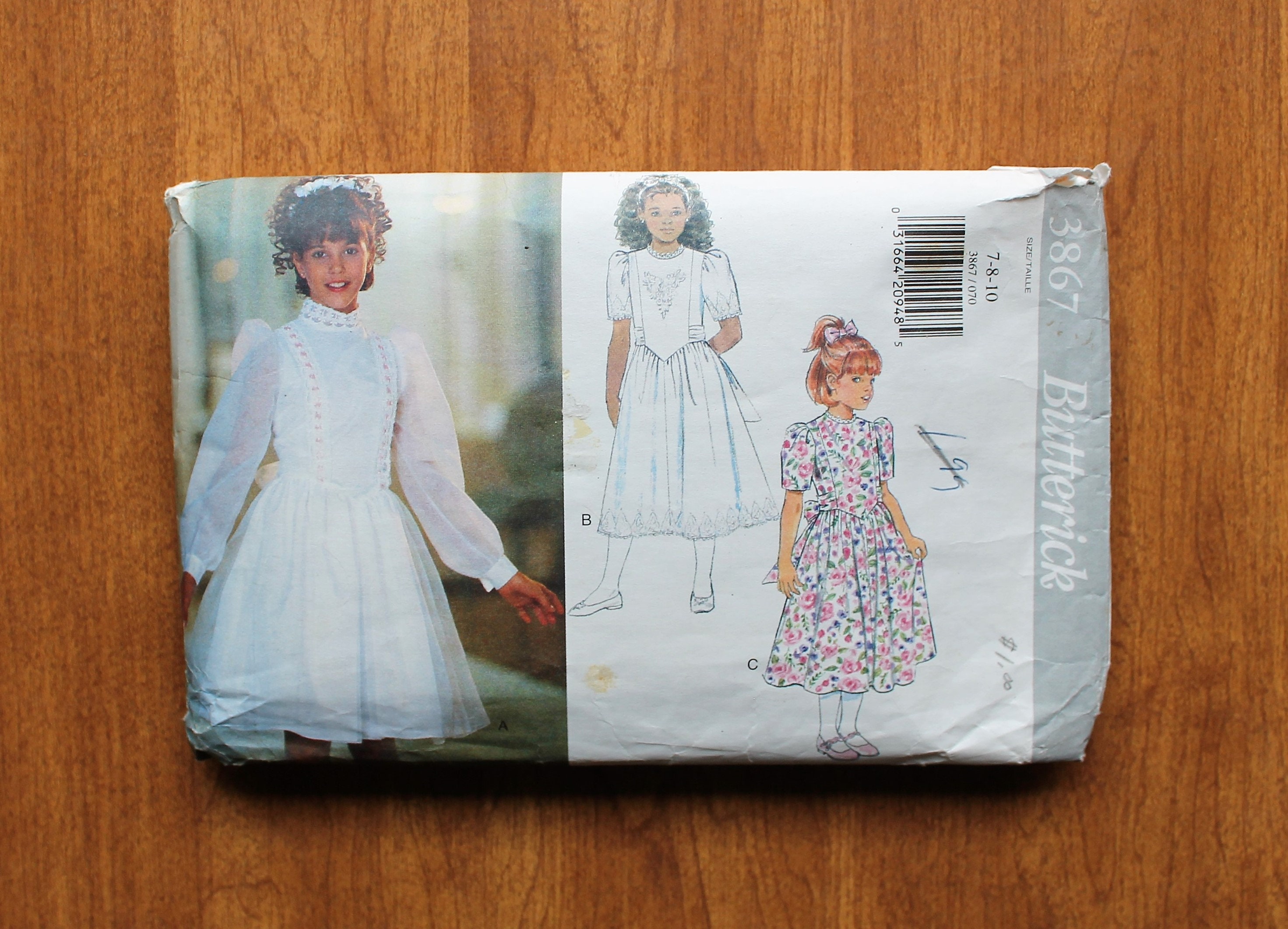 Butterick 3867 Princess Seam Dress Girls Dress Party 90s Vintage Sewing ...