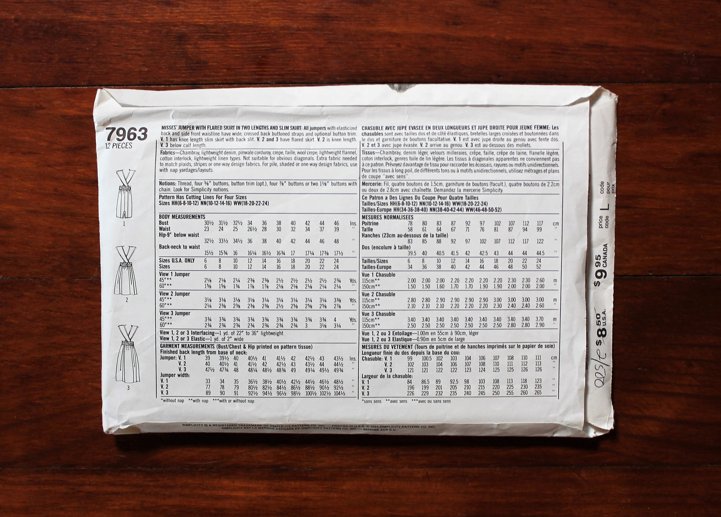 Simplicity 7963 - Jumper - Dress - 90s Vintage Sewing Pattern - Etsy