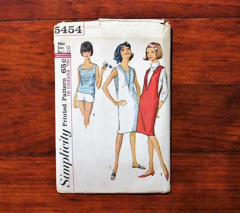 Simplicity 5454 - Jumper - Shorts - Tank - 60s Vintage Sewing Pattern ...