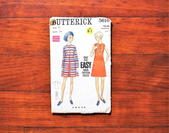 Butterick 5616 A Line Dress Coat Mod UNCUT 60s | Etsy