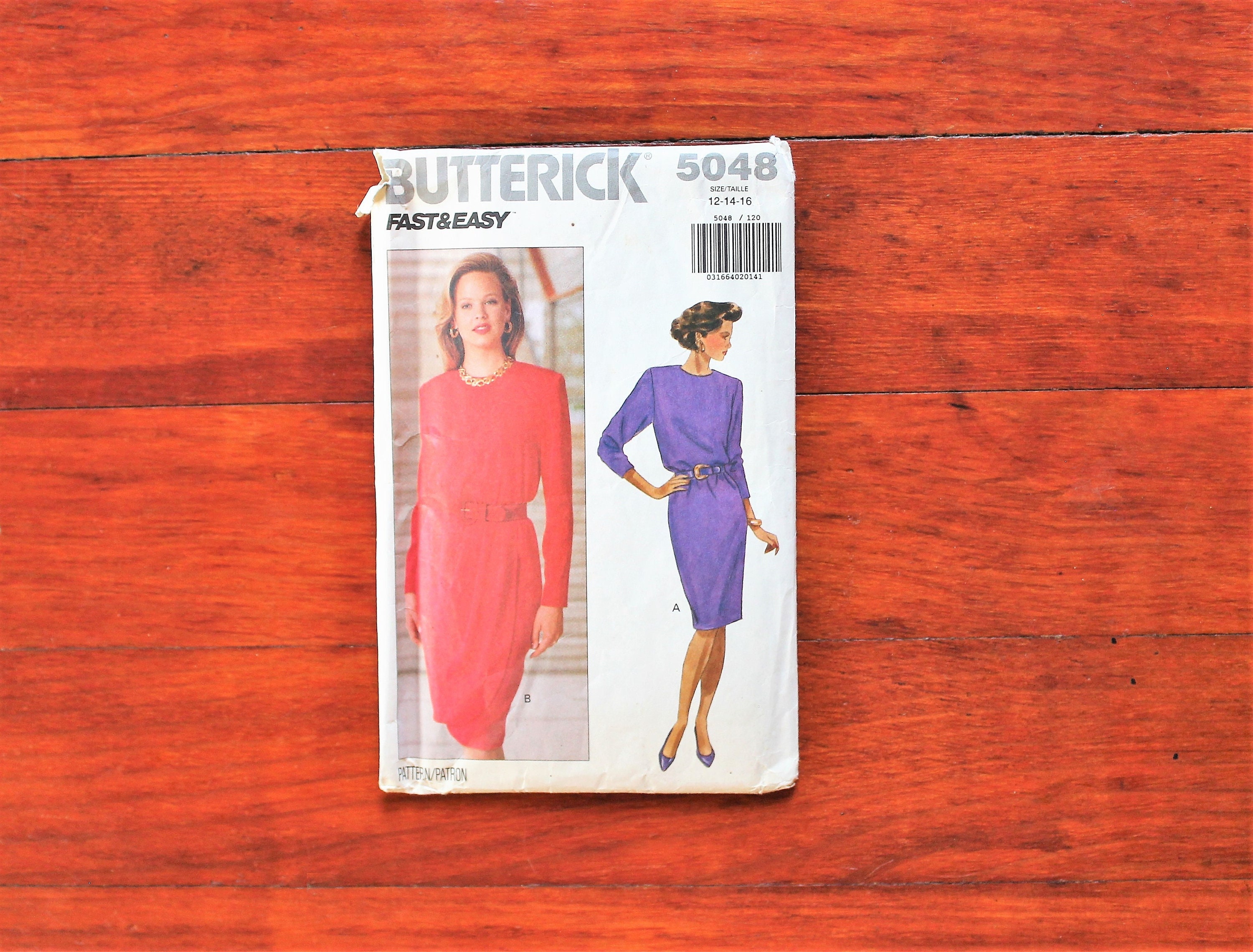 Butterick 5048 Wrap Dress Secretary Dress Fast and Easy 90s Vintage ...