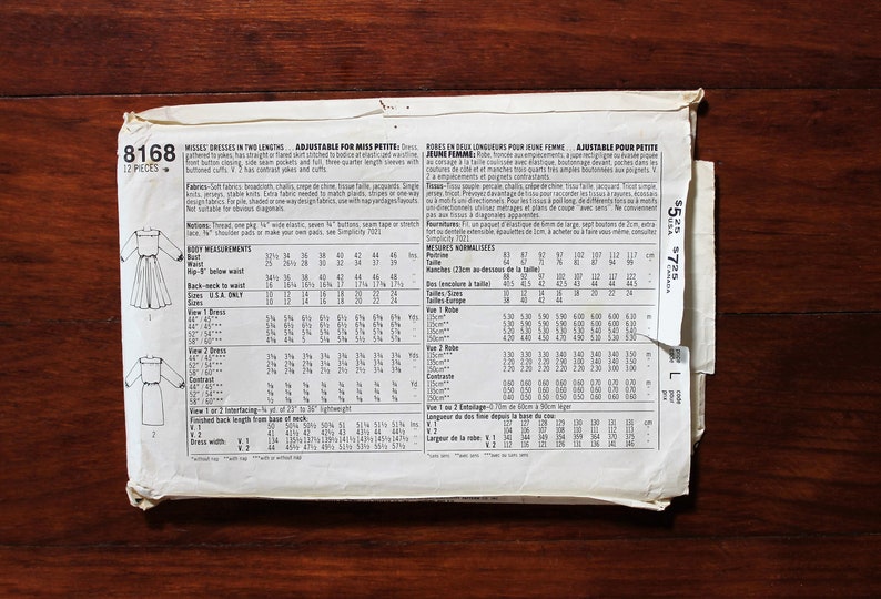 Simplicity 8168 Secretary Dress 80s Vintage Sewing Pattern - Etsy