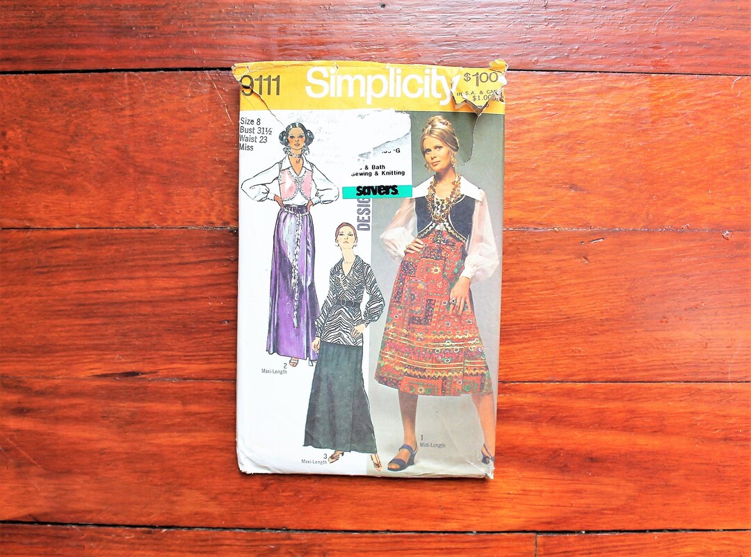 Simplicity 9111 - Wrap Skirt - Hippie Vest - 70s Vintage Sewing Pattern ...