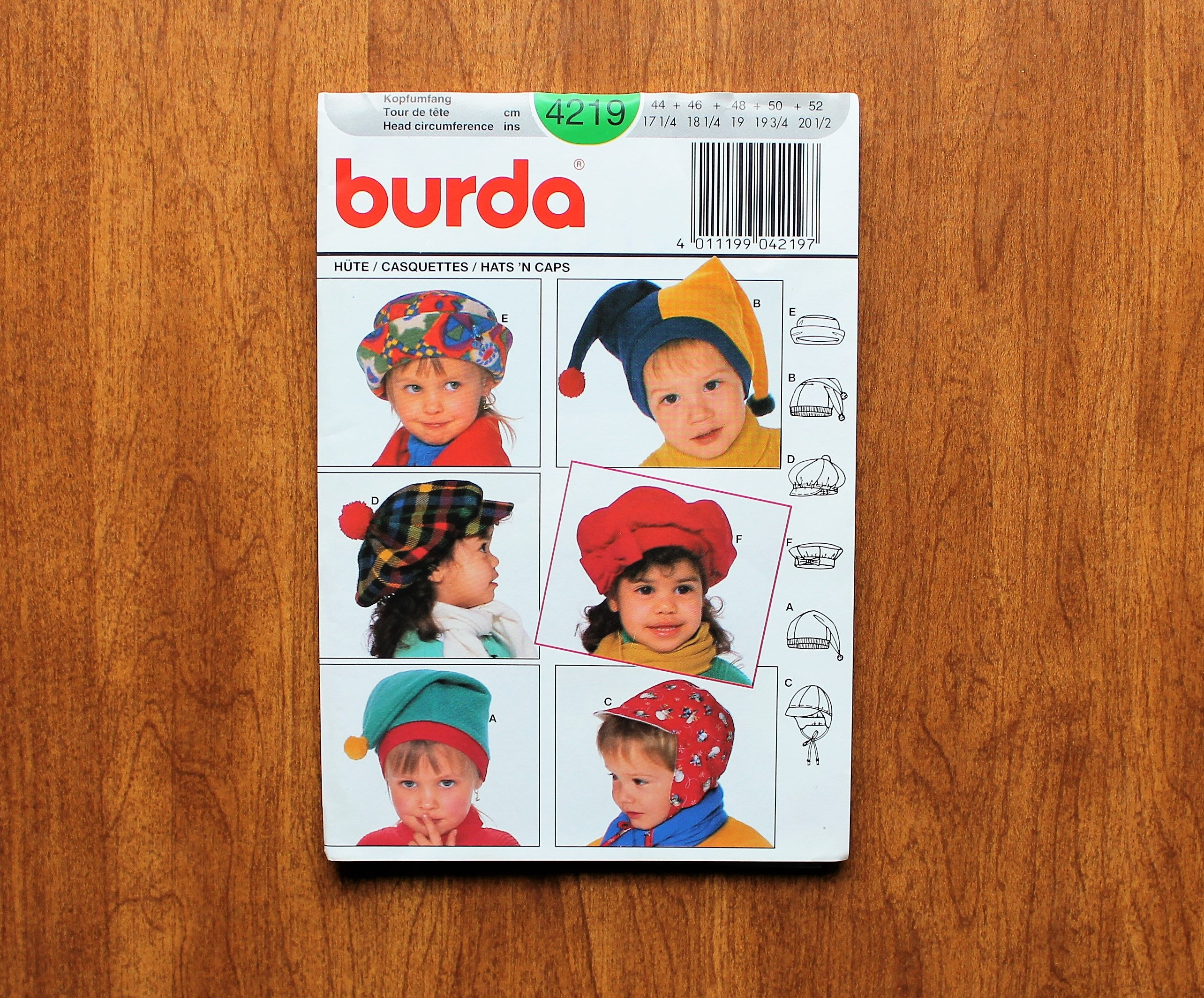 Burda 4219 Childrens Hats Caps UNCUT 80s Vintage Sewing Pattern - Etsy
