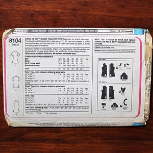 Simplicity 8104 - Knit Top - Pullover - Simple to Sew - 70s Vintage ...