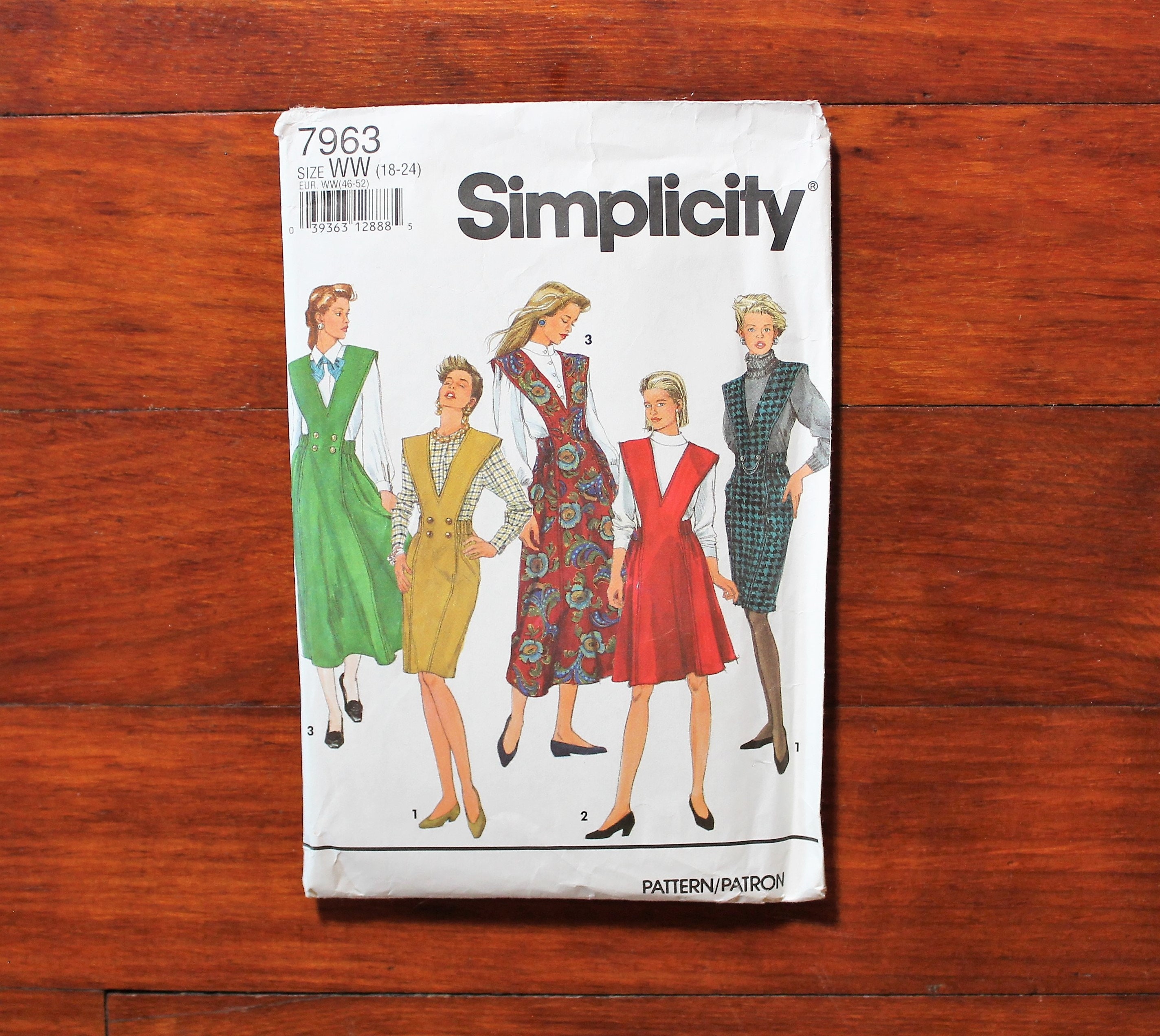 Simplicity 7963 - Jumper - Dress - 90s Vintage Sewing Pattern - Etsy