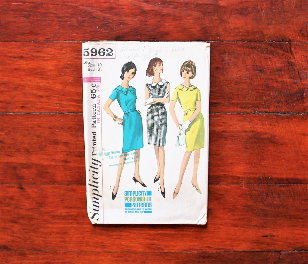 Simplicity 5962 - Petal Collar - Fitted Dress - 60s Vintage Sewing ...