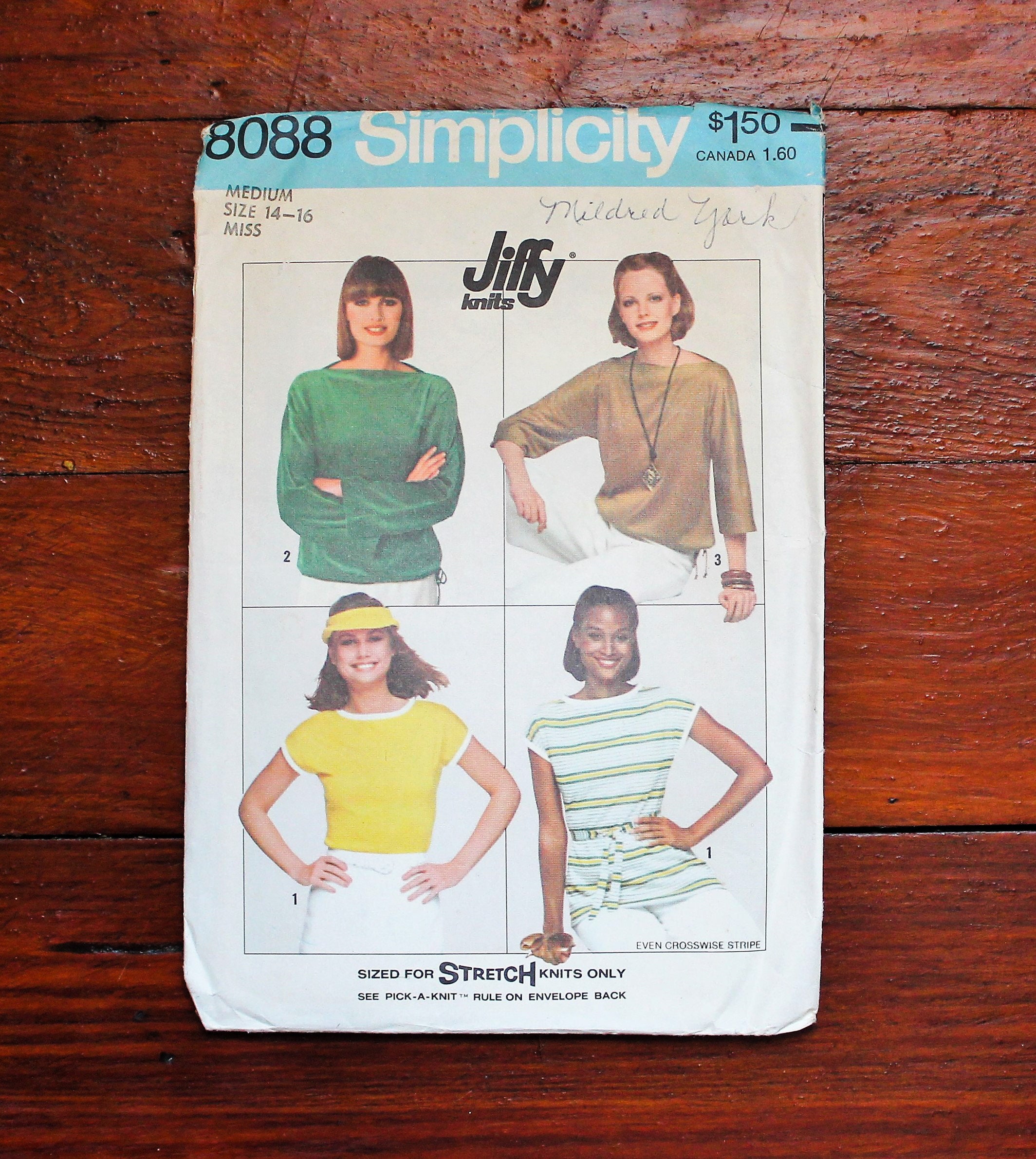 Simplicity 8088 Knit Pullover Top 70s Vintage Sewing Pattern - Etsy