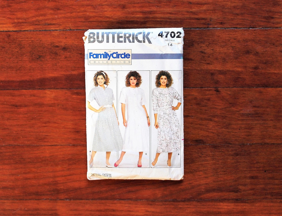 Butterick 4702 - Shirt Dress - Drop Waist - UNCUT - 80s Vintage Sewing ...