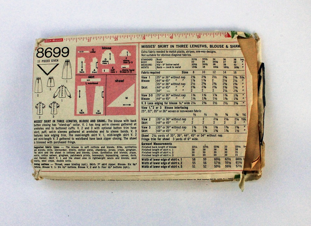 Simplicity 8699 - Maxi Skirt - Shawl - 70s Vintage Sewing Pattern - Etsy