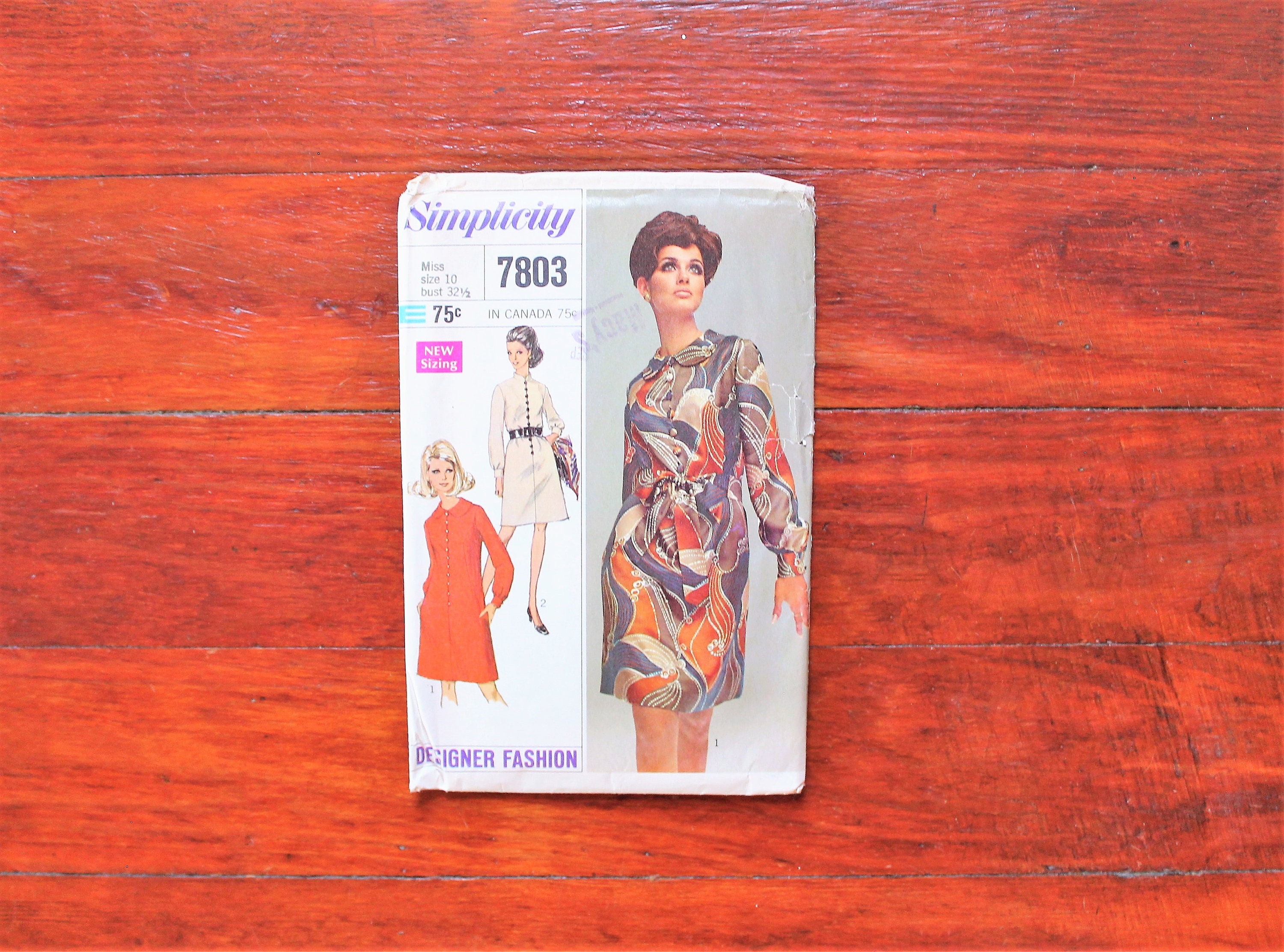 Simplicity 7803 - Mod Dress - Button up - Peter Pan Collar - 60s ...