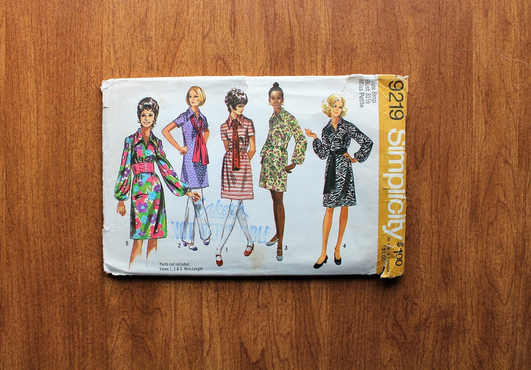 Simplicity 9219 - Shirt Dress - Tunic Mini - 70s Vintage Sewing Pattern ...