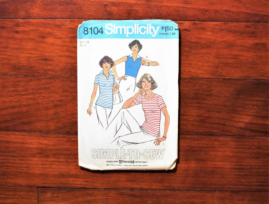 Simplicity 8104 - Knit Top - Pullover - Simple to Sew - 70s Vintage ...