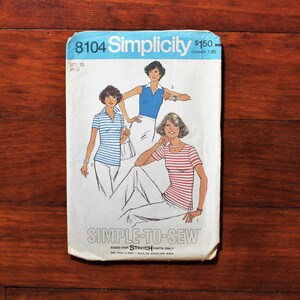 Simplicity 8104 - Knit Top - Pullover - Simple to Sew - 70s Vintage ...