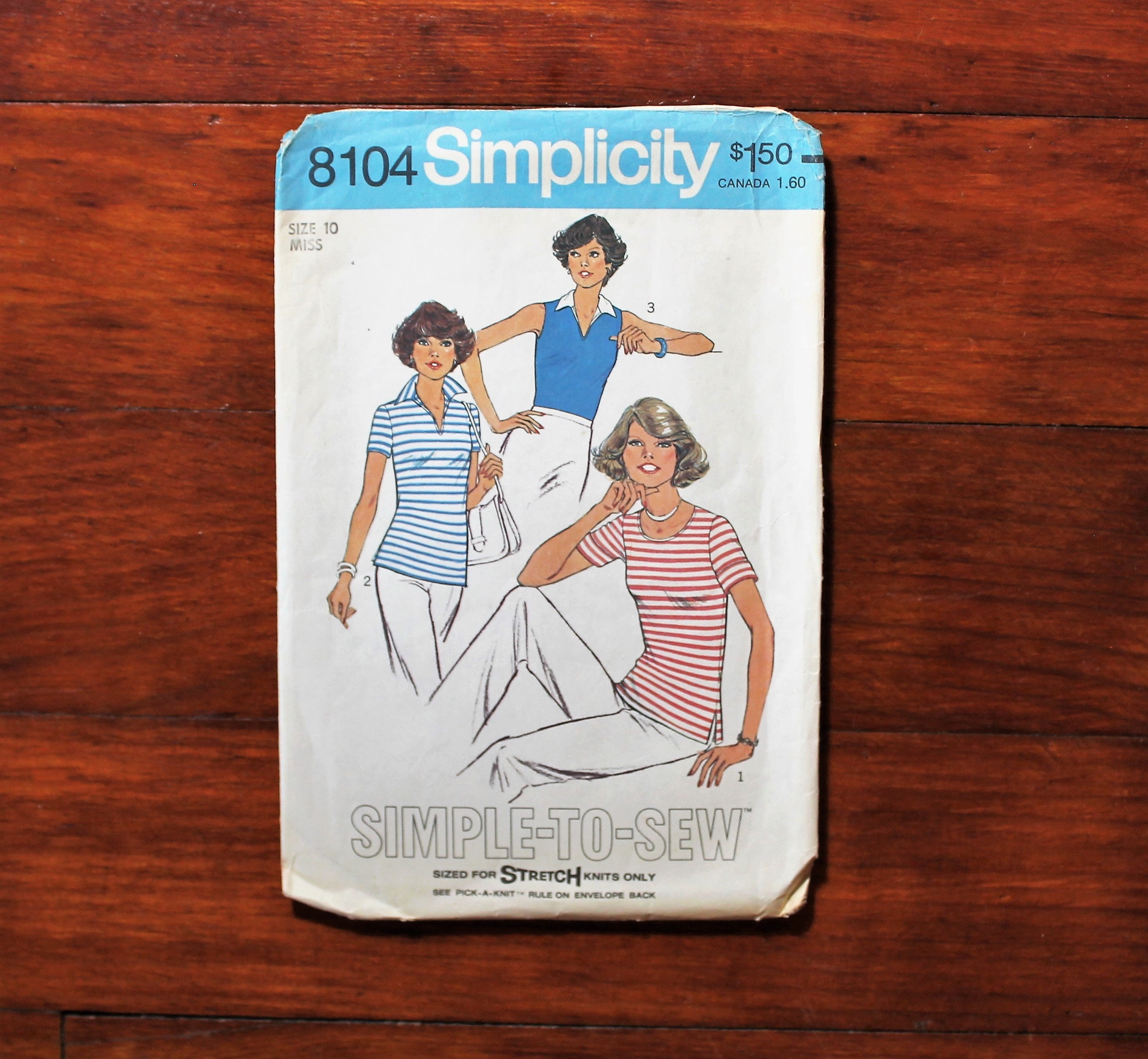 Simplicity 8104 - Knit Top - Pullover - Simple to Sew - 70s Vintage ...