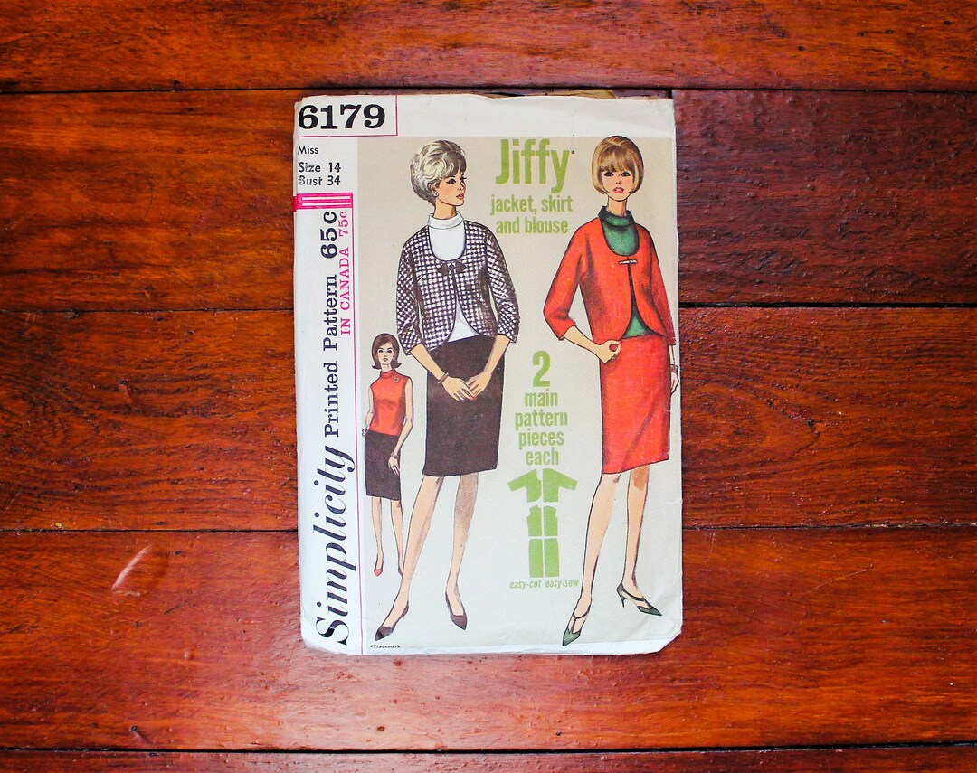 Simplicity 6179 - 60s Sewing Pattern - Fitted Skirt - Jacket - Easy to ...