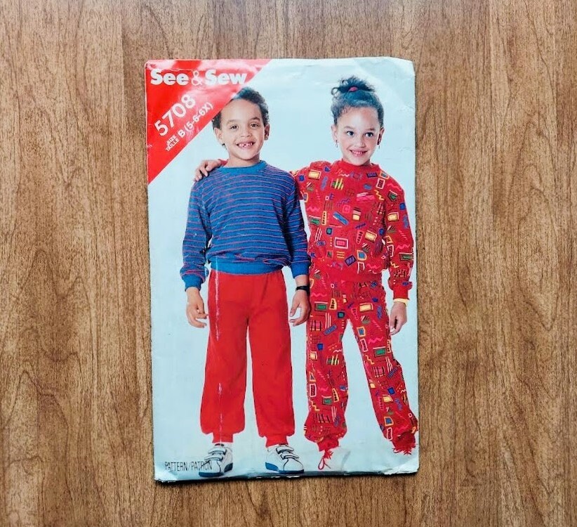 Vintage Kids Sweat Suit Sewing Pattern: See & Sew 5708, Size 5-6x ...