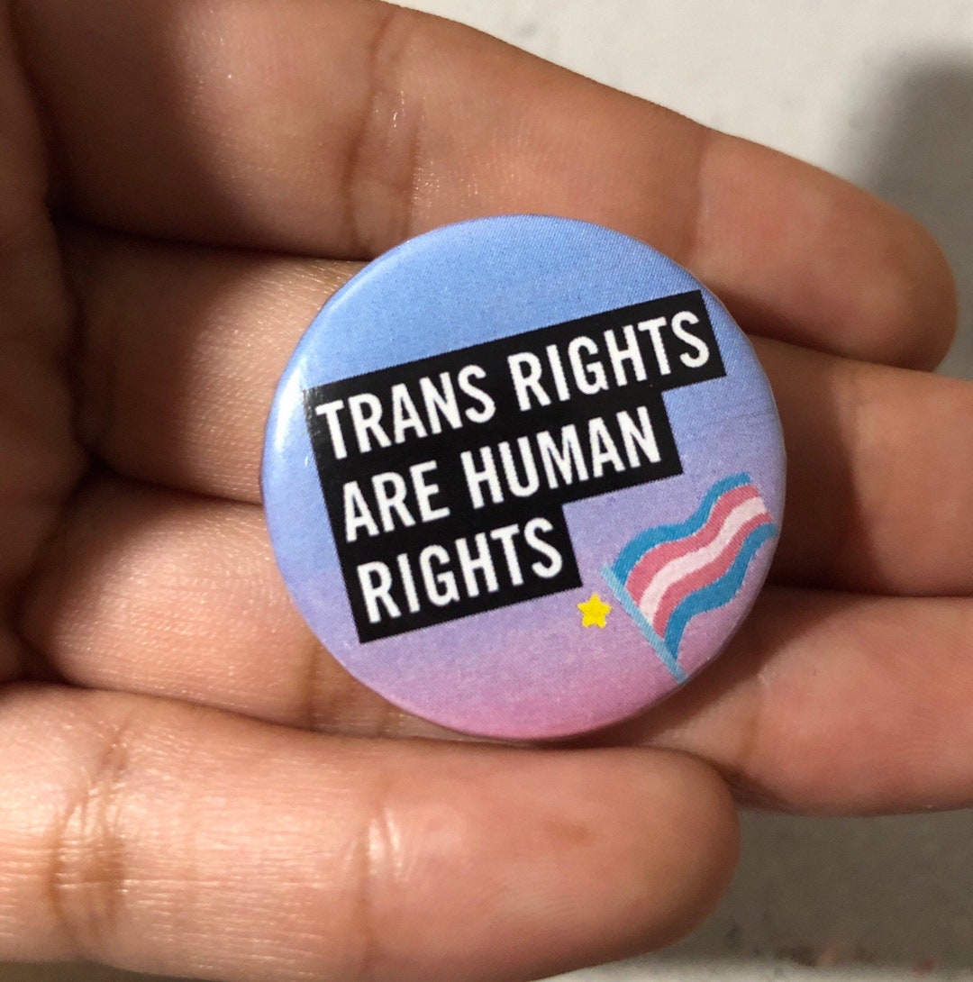 Trans Rights Are Human Rights Ombré Transgender Flag Pin - 1.25 Inches ...
