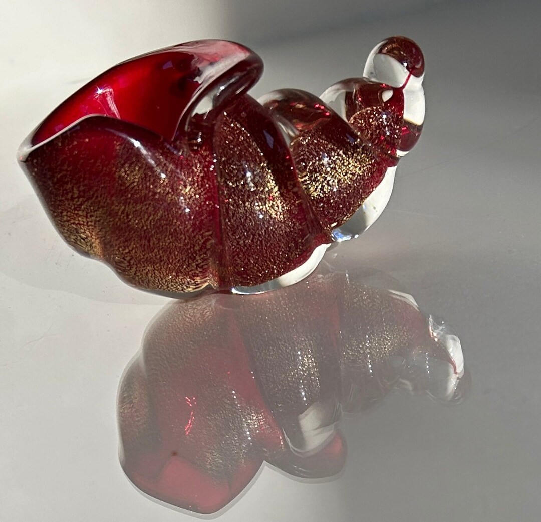 MCM Archimede Seguso Murano Glass Sea Shell Ruby Red and Gold - Etsy