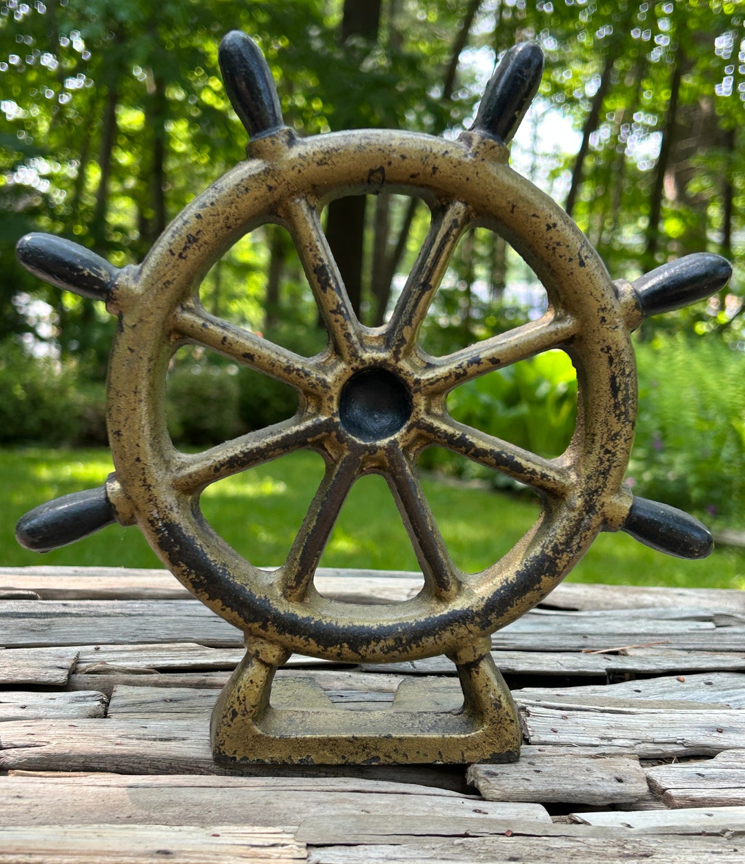 Cast Iron Ships Wheel Wedge Doorstop. - Etsy