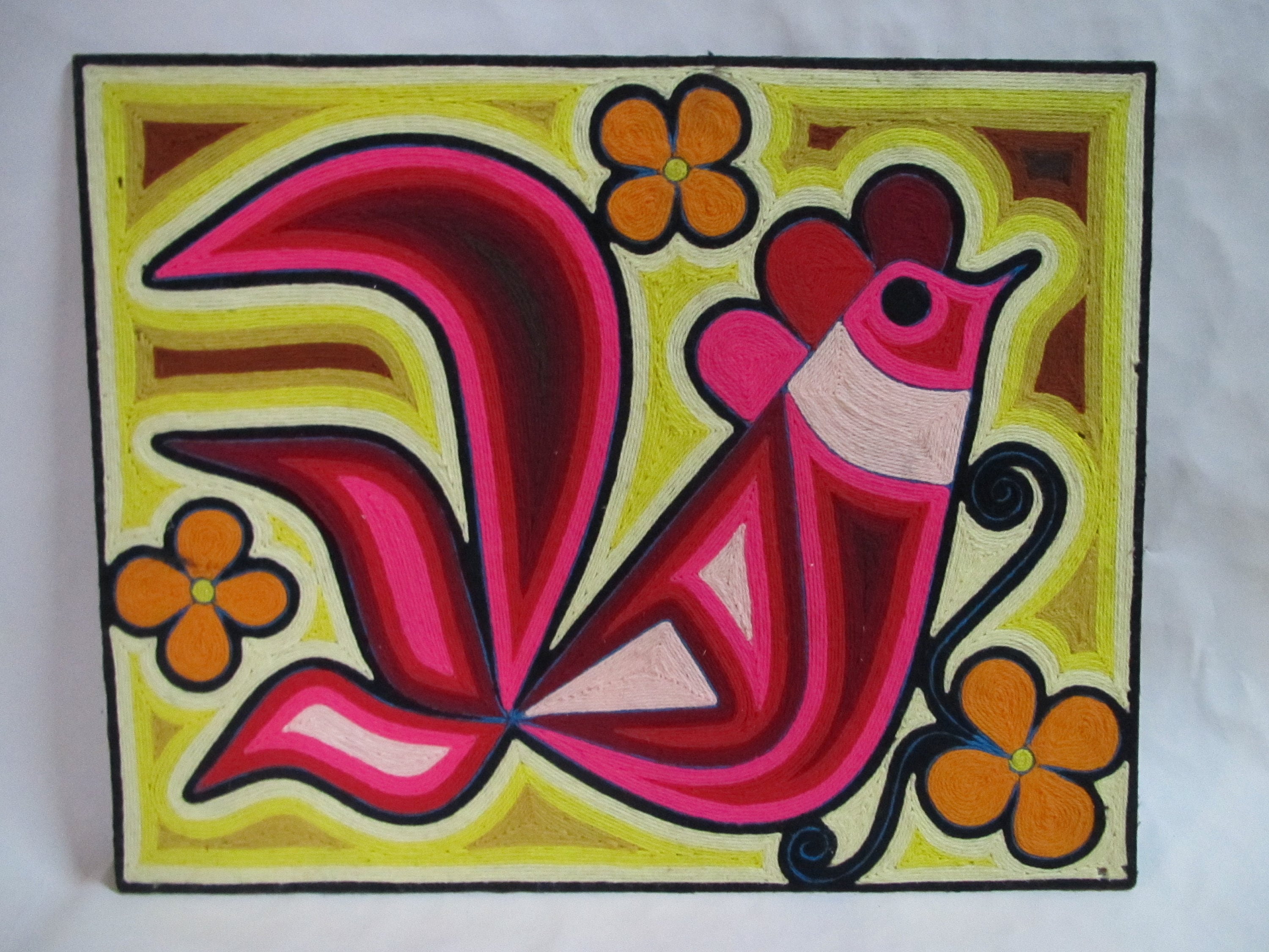 Retro String Art Rooster MCM Hot Pink/yellow - Etsy