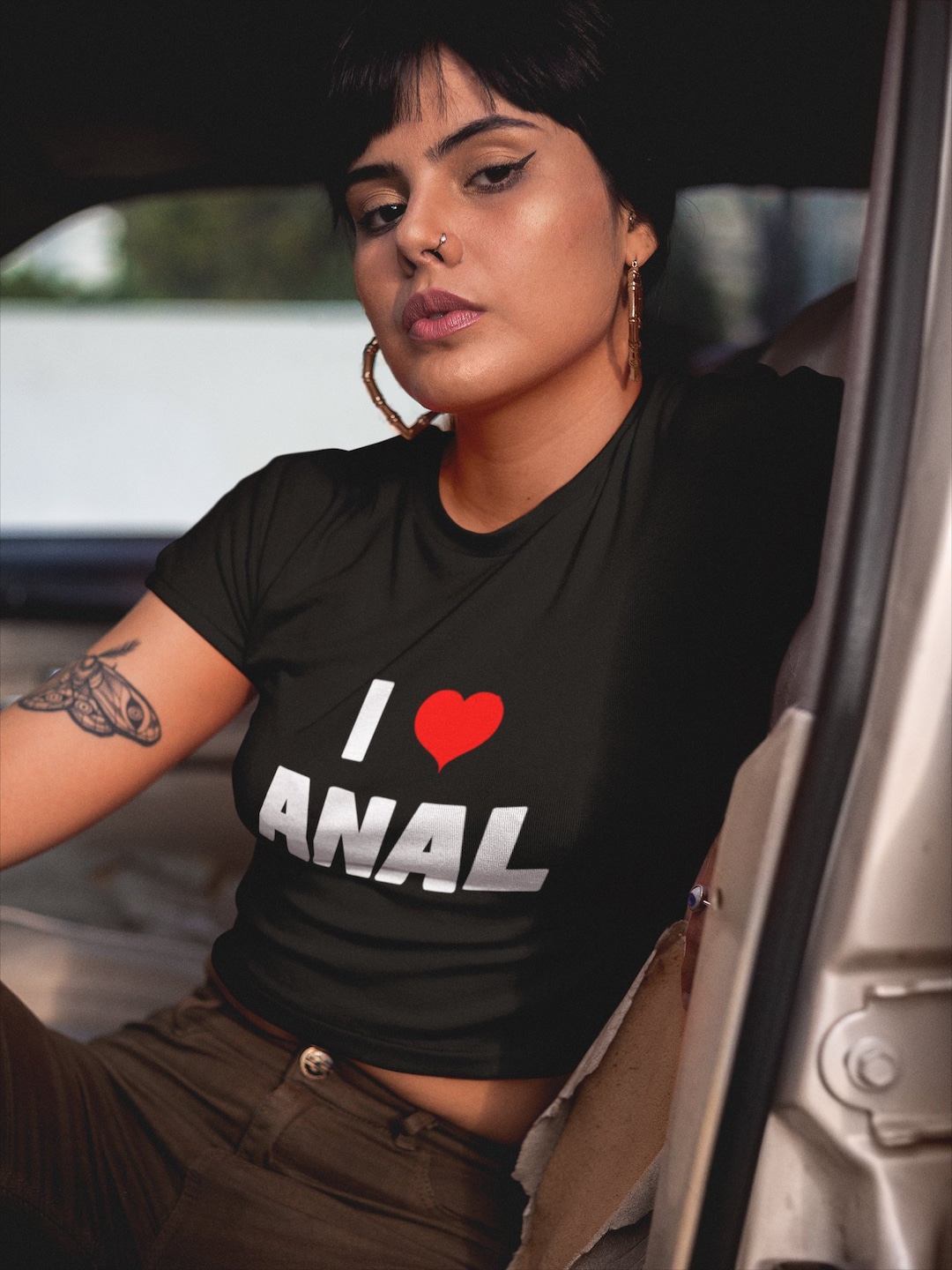 I Love Anal Crop Top Shirt For Women I Heart Anal Anal Whore Fuck My Ass Slutty Cropped Tee