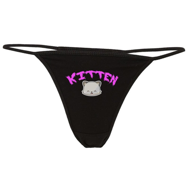 Kitten Thong Panties Cute Kitty Underwear Pussy Thongs G Etsy