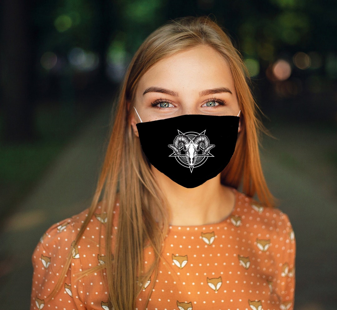 Satanic Face Mask Baphomet Face Mask With Filter Pocket - Etsy