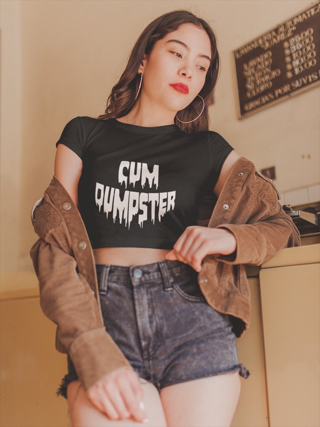 Cum Dumpster Crop Top Cum Slut Shirt Cocksucker Bj Whore Slut Cut T Shirt Load Spray