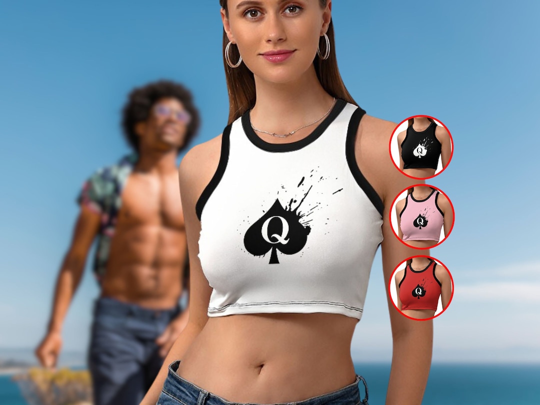 QOS Symbol Cropped Slim Racer Tank Top Queen of Spades BBC Pawg Cropped ...