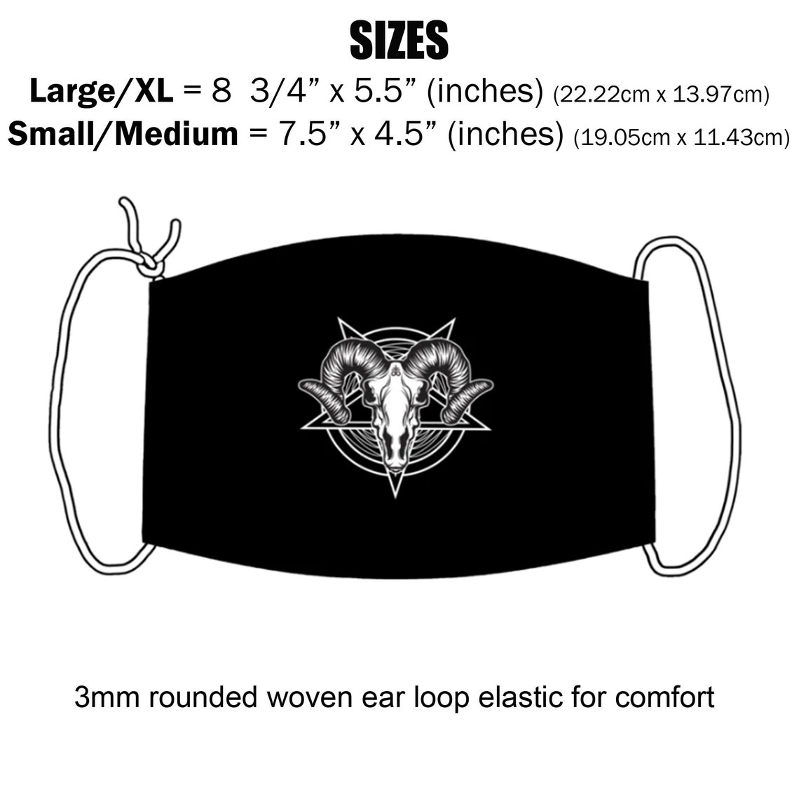 Satanic Face Mask Baphomet Face Mask With Filter Pocket - Etsy