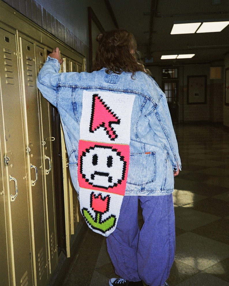 Computer 8 Bit Sad Face Crochet Pattern / Granny Square Tapestry ...