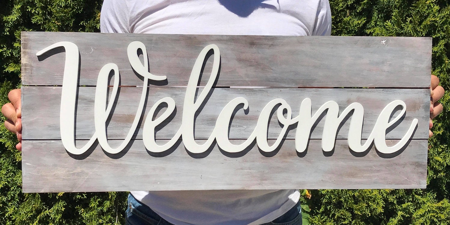 Large Welcome Sign Entry Signs Front Door Signs Welcome | Etsy