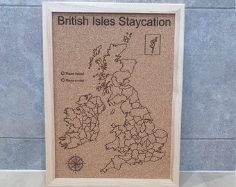 British Isles Pin Board Map in Cork With 60 Pins Engraved | Etsy UK