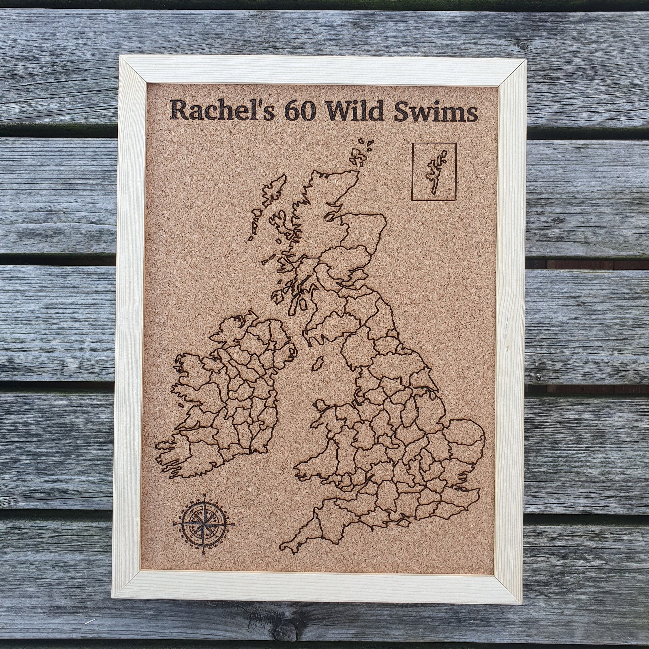 British Isles Pin Board Map in Cork With 50 Pins - Standard 400mm X ...
