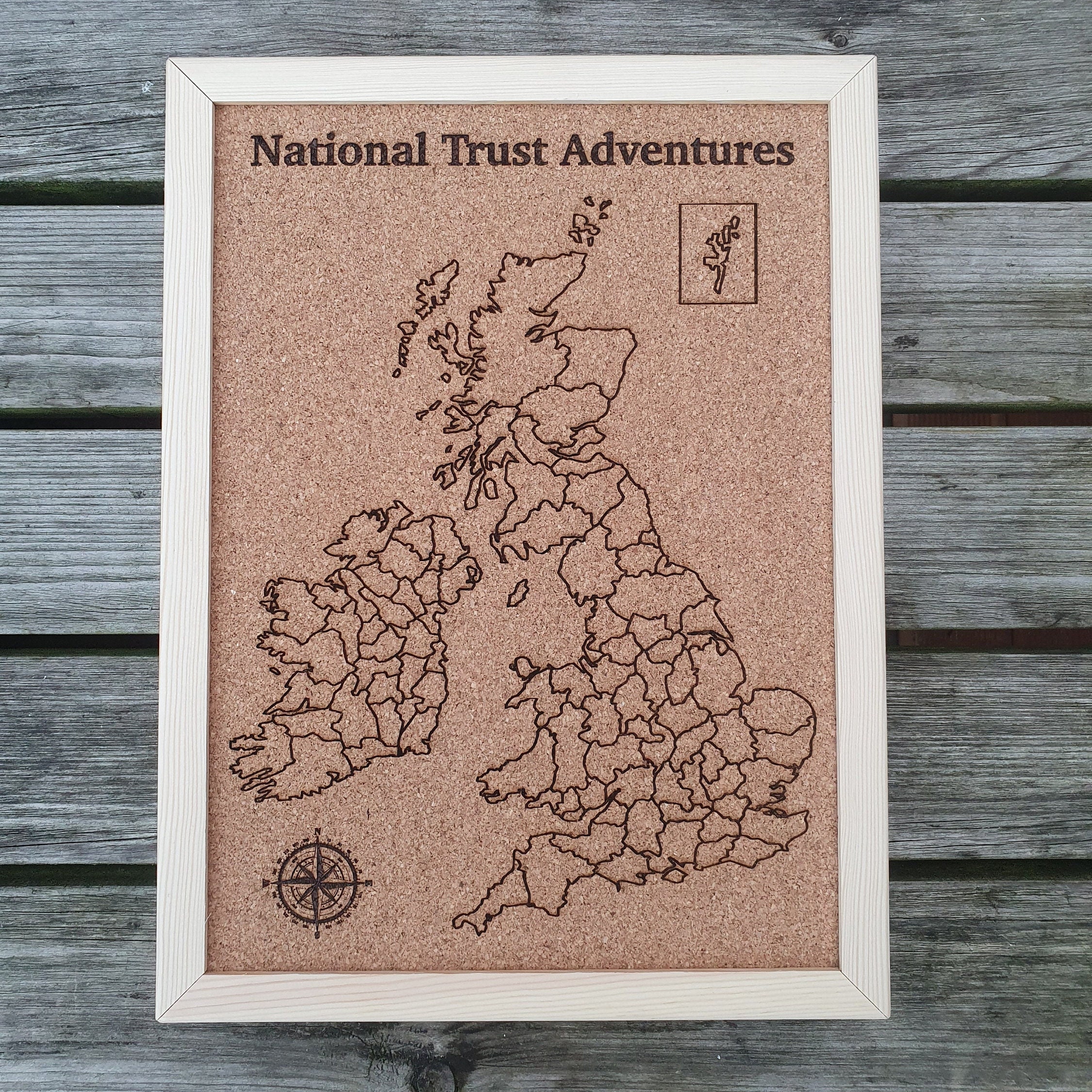 British Isles Pin Board Map in Cork With 50 Pins - Standard 400mm X ...