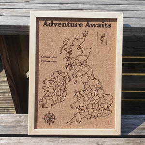 British Isles Pin Board Map in Cork With 60 Pins - Standard 400mm X ...