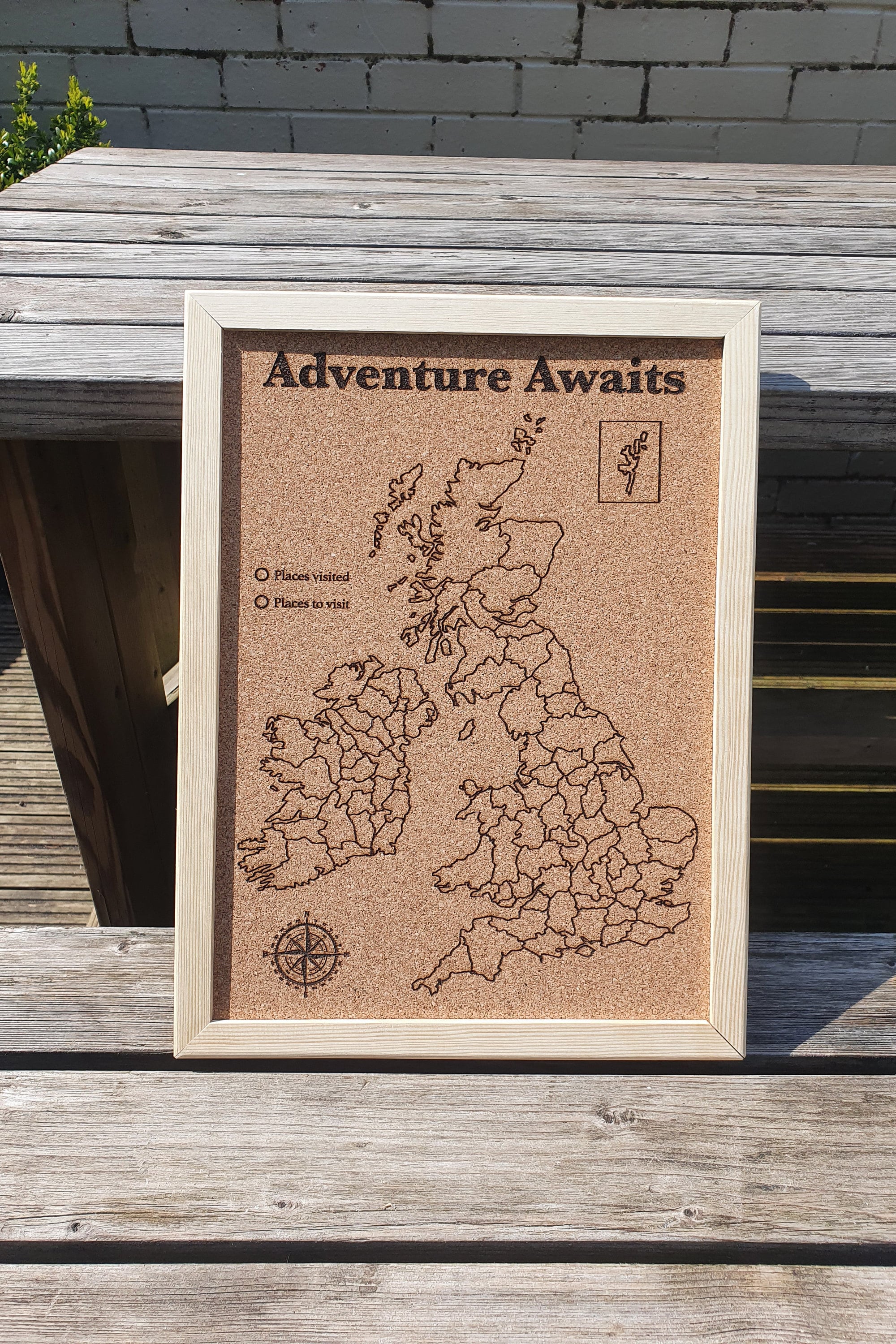 British Isles Pin Board Map in Cork With 60 Pins - Standard 400mm X ...