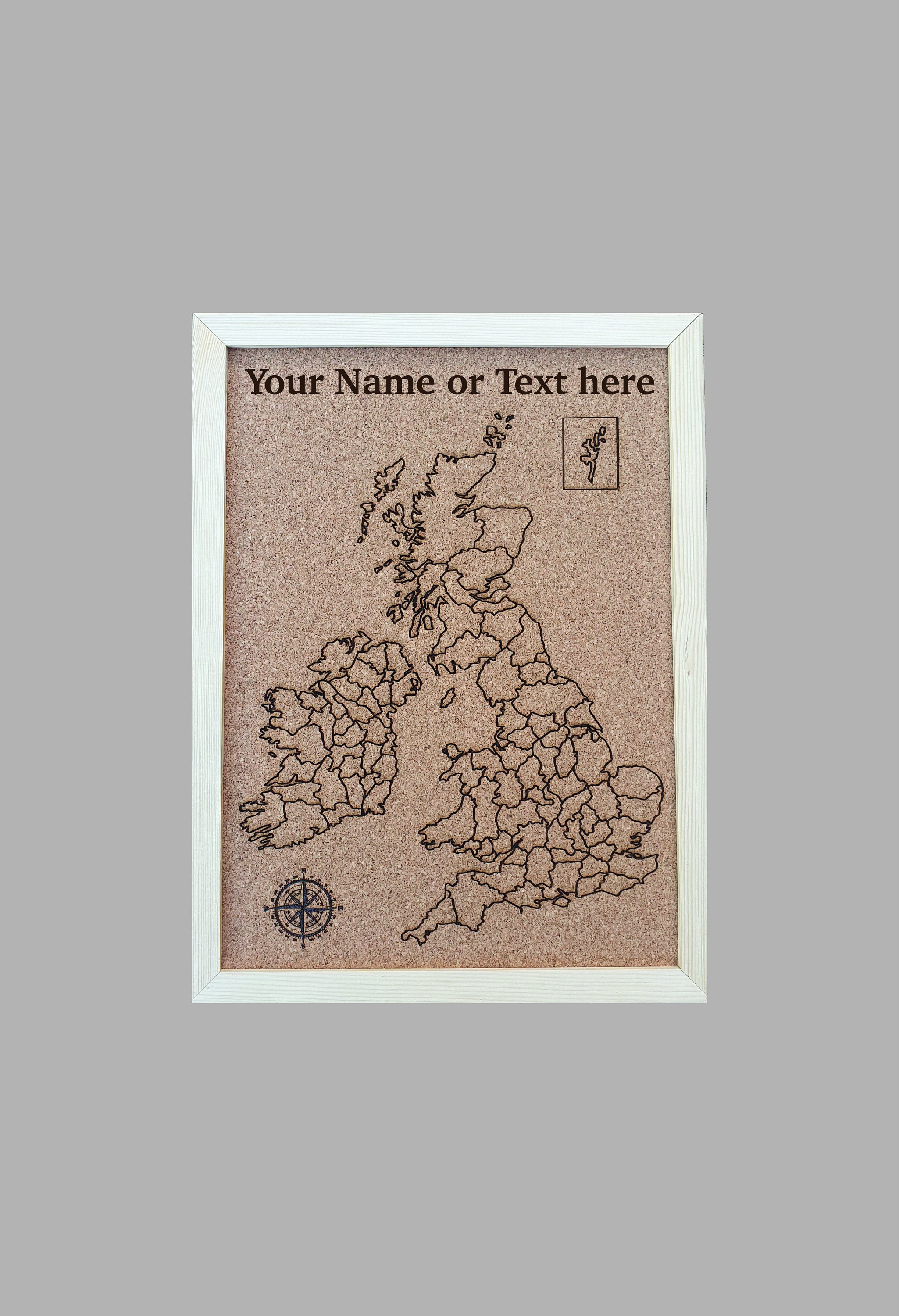 British Isles Pin Board Map in Cork With 50 Pins - Standard 400mm X ...