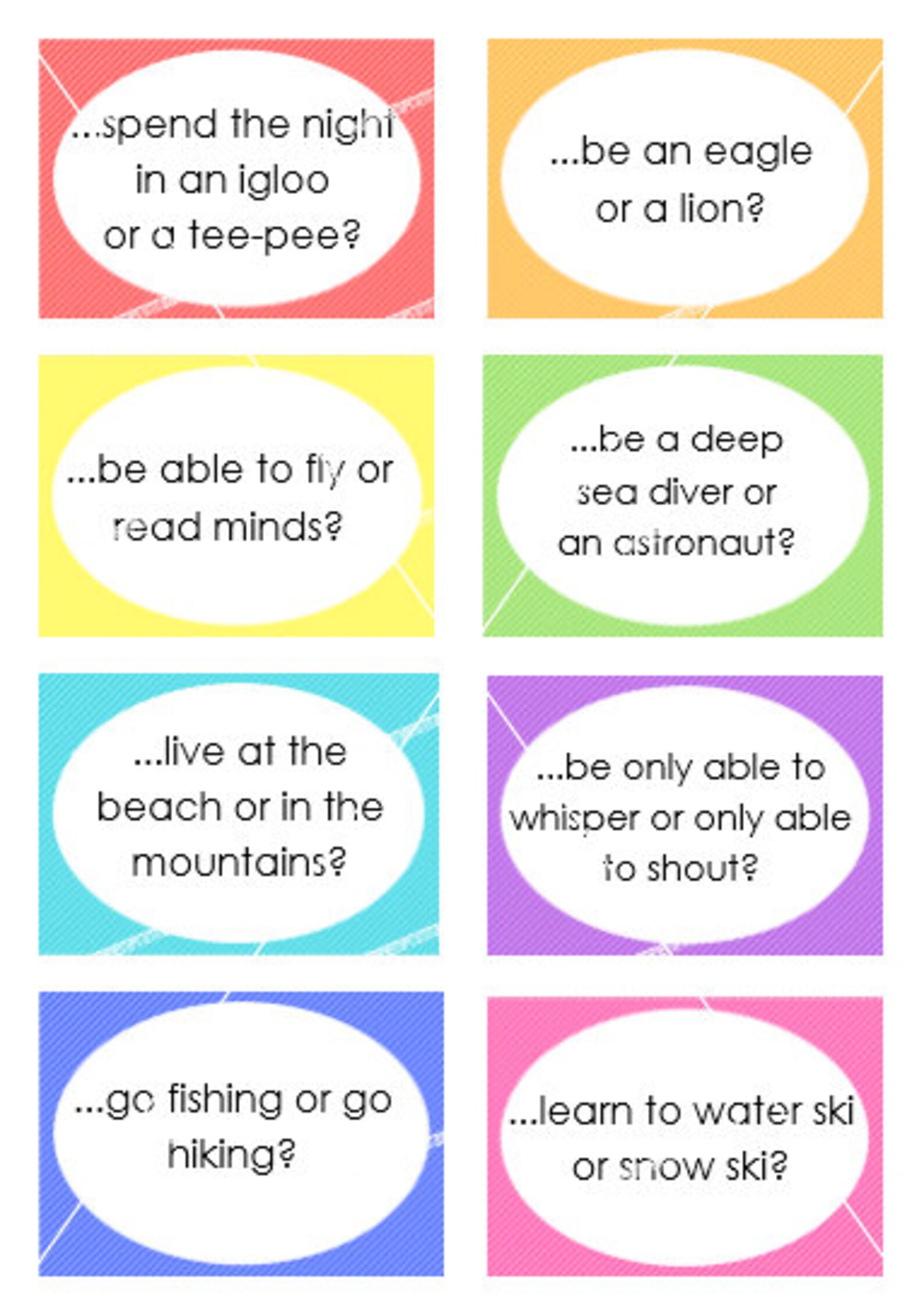 Would You Rather? This or That Game for Children and Adults, Party Game ...