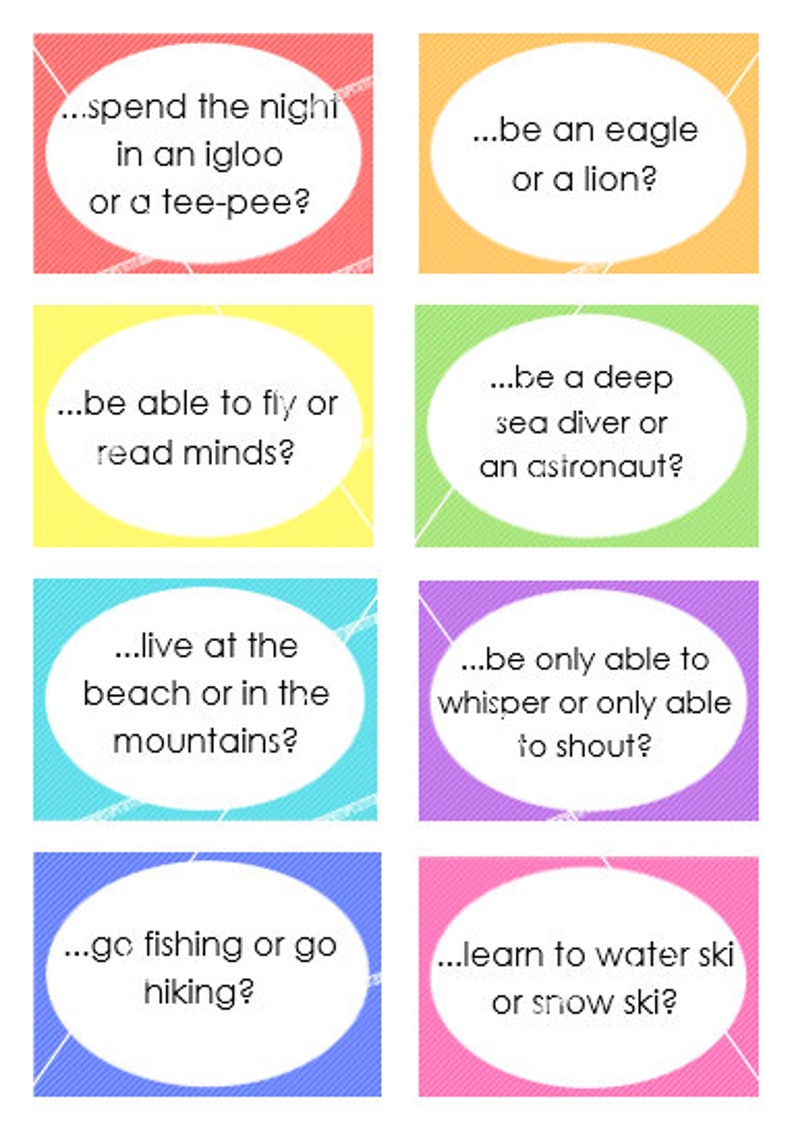 Would You Rather? This or That Game for Children and Adults, Party Game ...