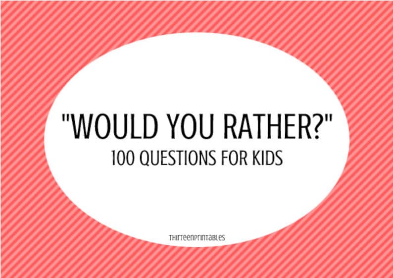 Would You Rather? This or That Game for Children and Adults, Party Game ...