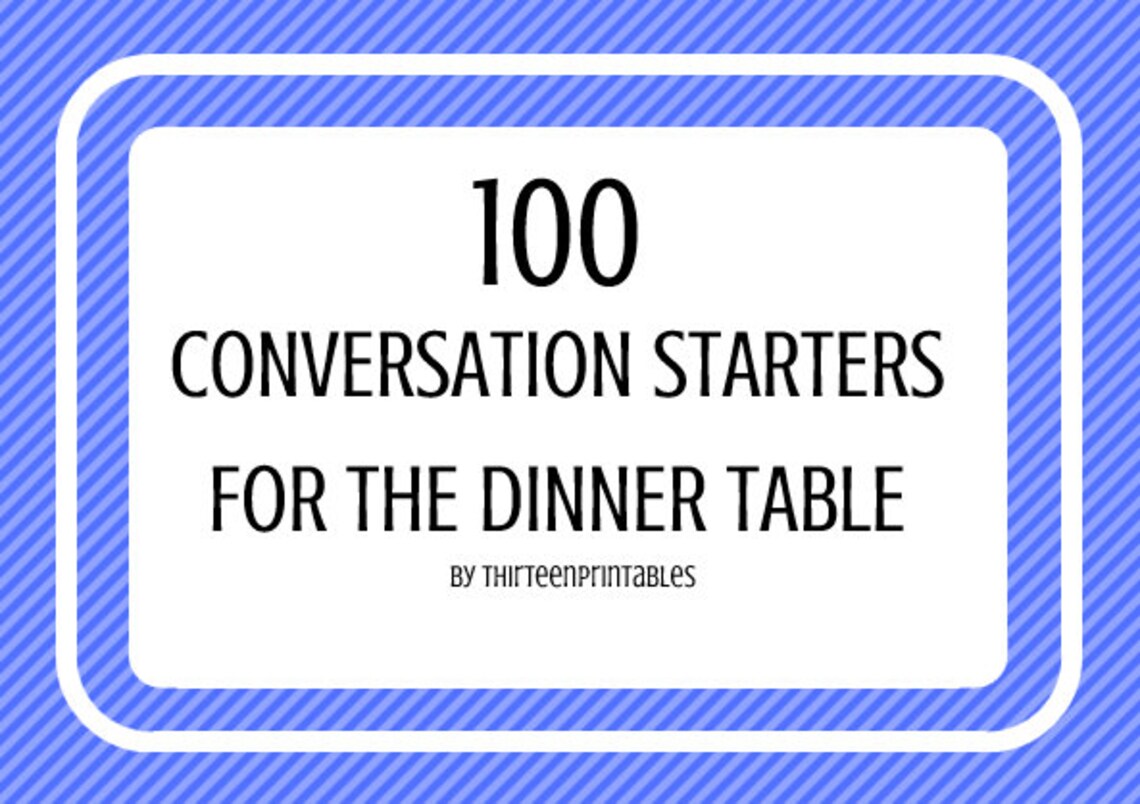 100 Conversation Starters for the Dinner Table - A Fun Family Game for ...