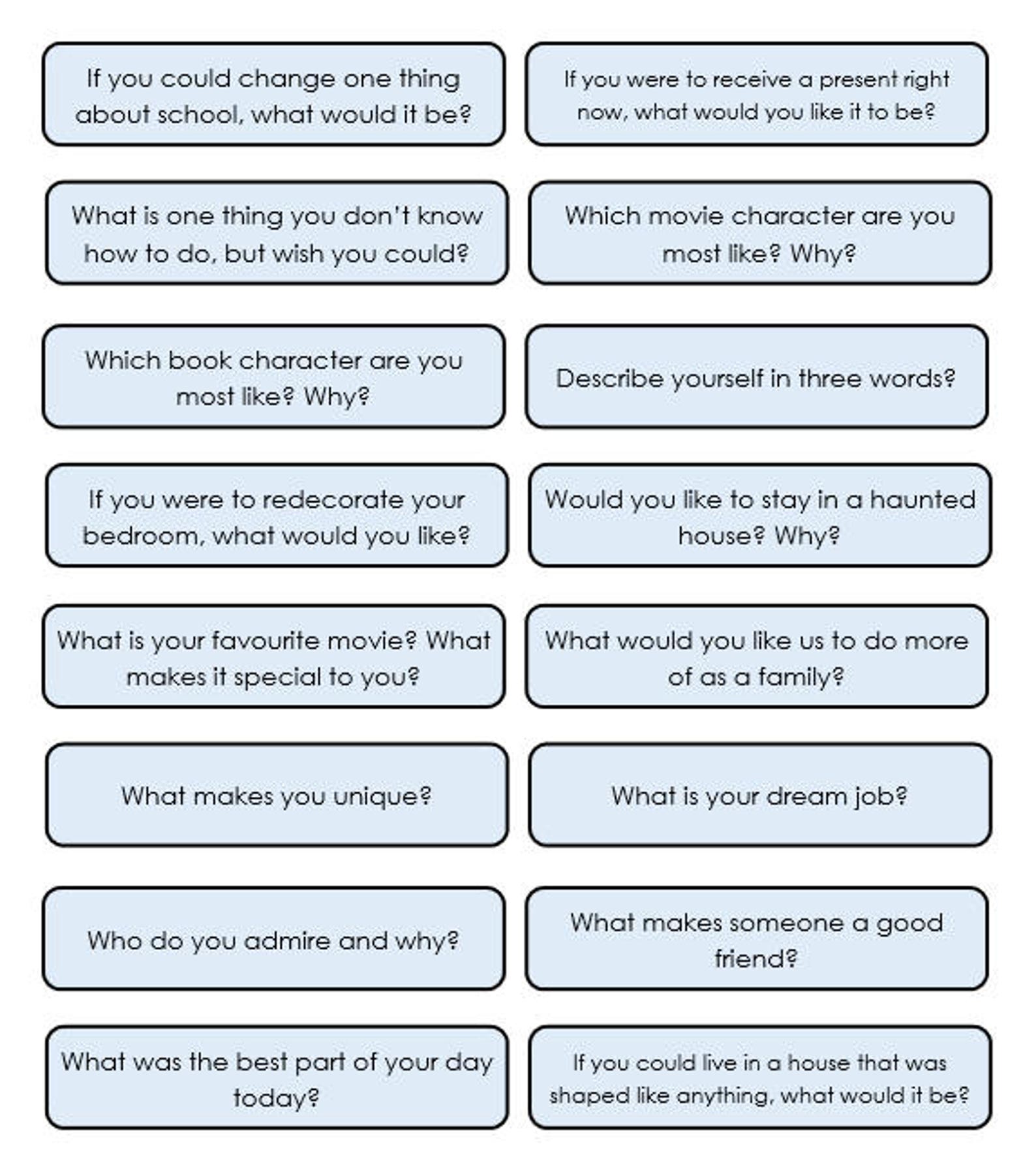 100 Conversation Starters for the Dinner Table - A Fun Family Game for ...