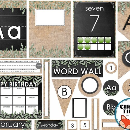Printable Farmhouse Decor Chalk & Burlap Classroom - Etsy