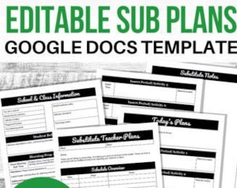 Fillable Printable Substitute Plan Substitute Notes and - Etsy