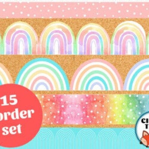 Printable Bulletin Board Borders Rainbow Classroom Decor - Etsy
